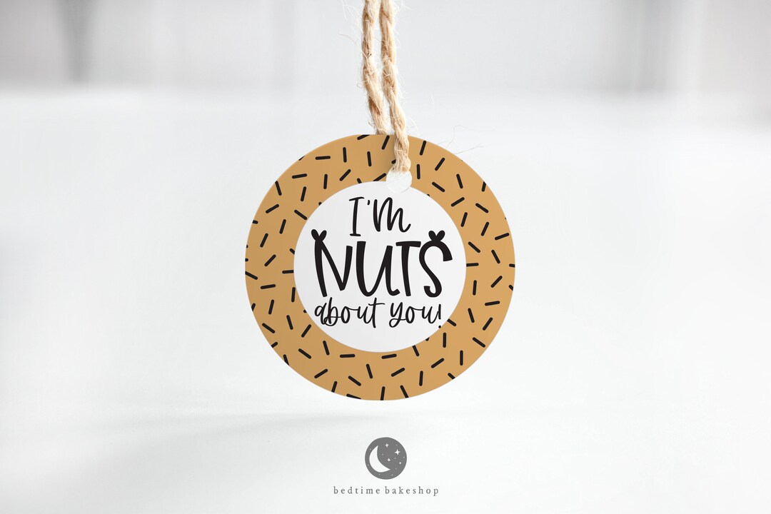 Printable Valentine's Day Cookie Tag - I'm Nuts About You Tan Cookie ...