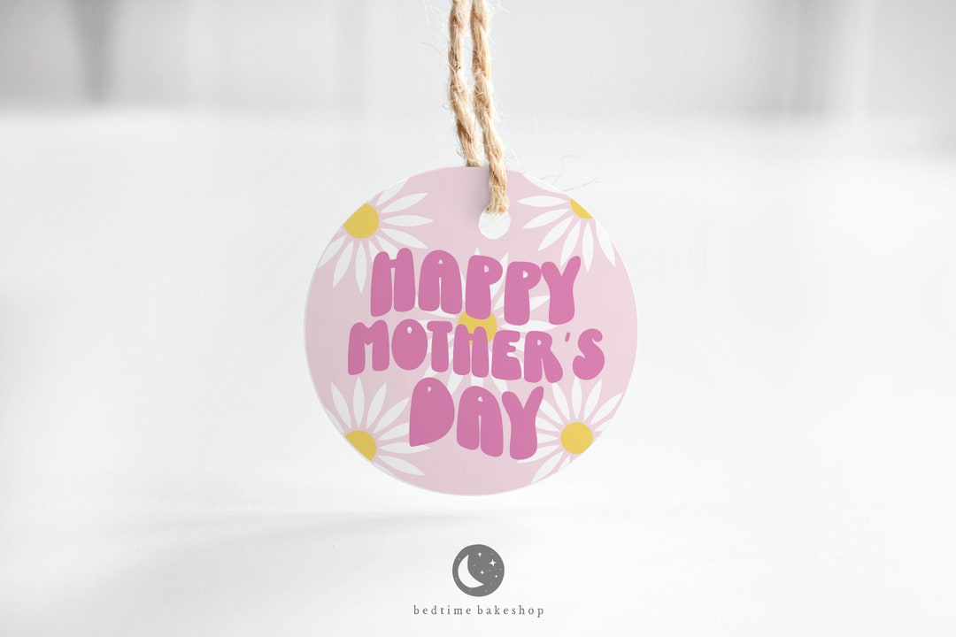 Printable 2" Round Retro Groovy Mother's Day Cookie Tag - Happy Mother ...
