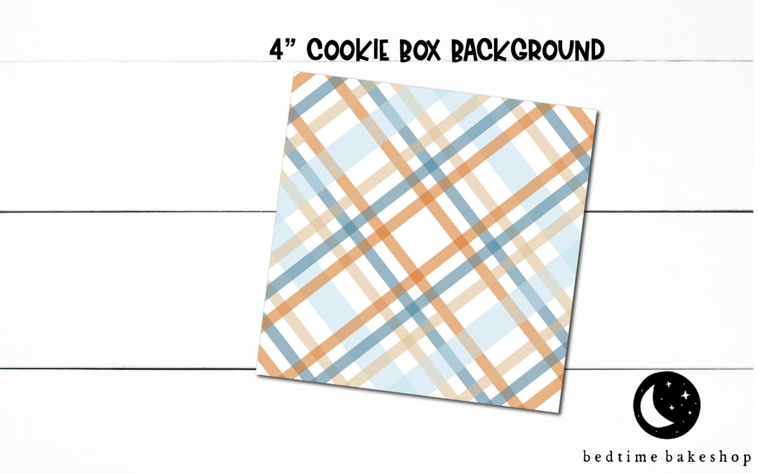 Printable 4"x4" Cookie Box Packaging Backgrounds Blue Orange Plaid Fall ...