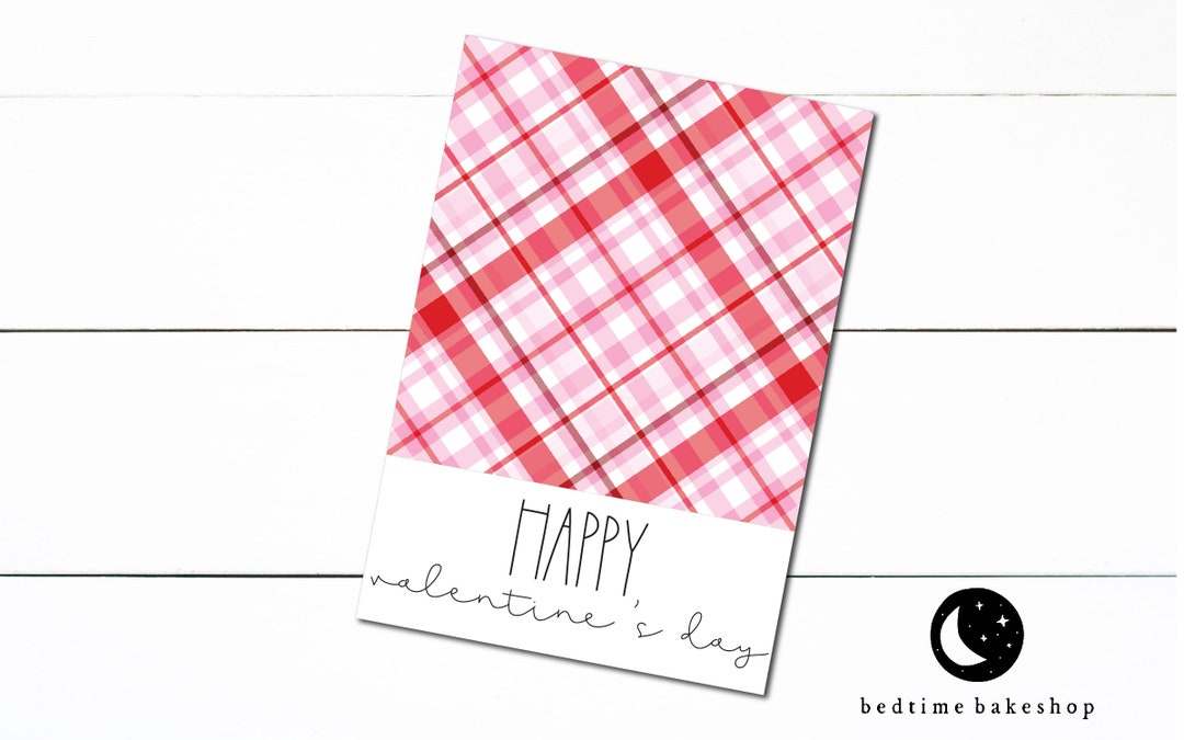 Printable Mini Cookie Card - 3.5" X 5" Happy Valentine's Day Red and ...