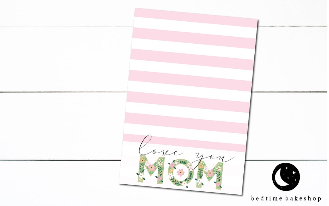 Printable Mini Cookie Card - 3.5" X 5" Happy Mother's Day Stripes Pink ...