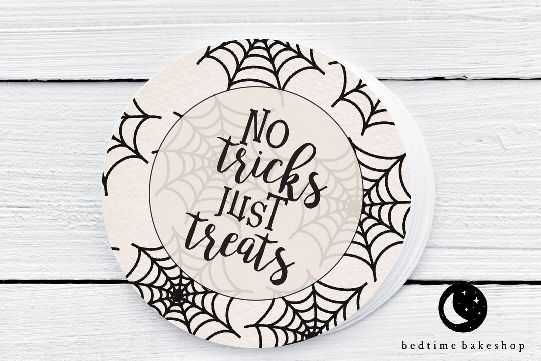 No Tricks Just Treats Printable Halloween 2" Cookie Tags- Halloween ...