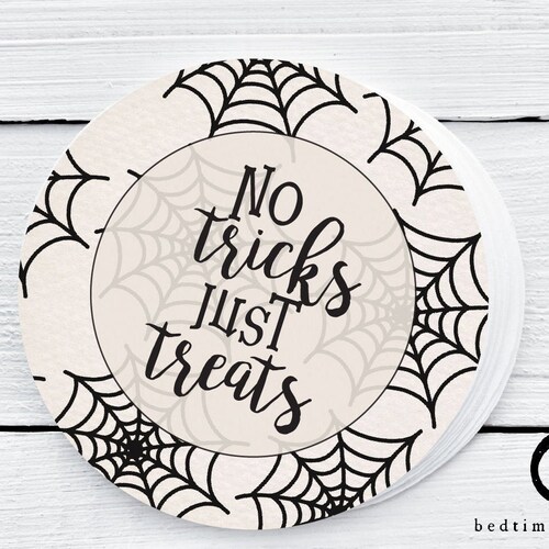 No Tricks Just Treats Printable Halloween 2 Cookie Tags - Etsy
