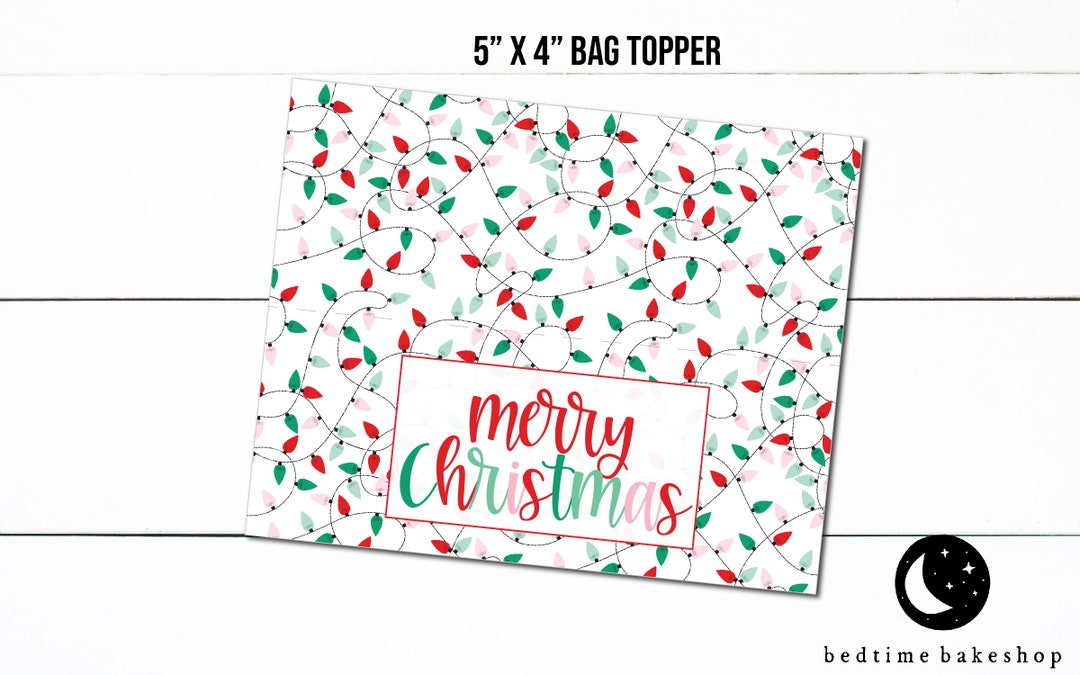 5" Printable Merry Christmas Tangled Lights Bag Topper Cookies Treat ...