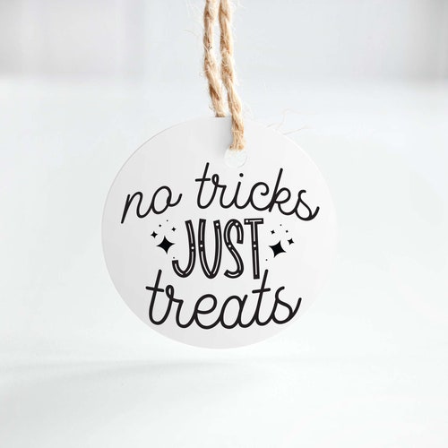 No Tricks Just Treats Printable Halloween 2 Cookie Tags | Etsy