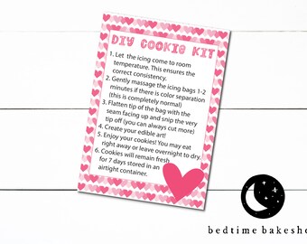 Printable Valentine's Day DIY Cookie Kit Instruction Card | Etsy