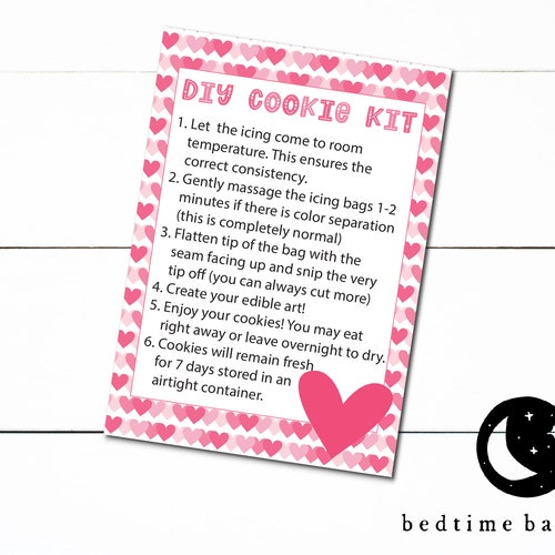 Printable Valentine's Day DIY Cookie Kit Instruction Card - Etsy