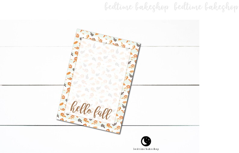 Printable Hello Fall Cookie Card Stripes and Leaves | Etsy
