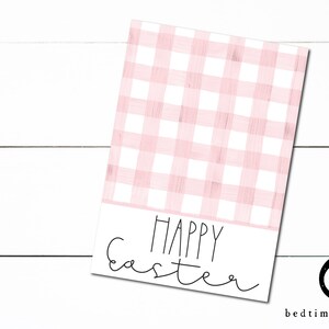 Printable Mini Cookie Card - 3.5" X 5" Happy Easter Pink Gingham Plaid ...