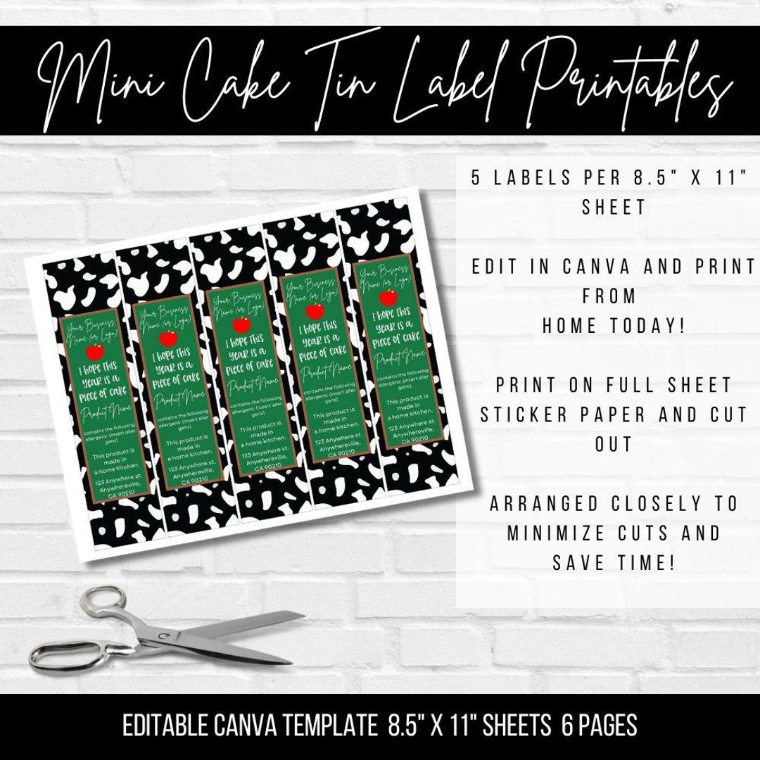 Mini Cake Tin Label Editable Template Canva, Teacher, Back to School ...