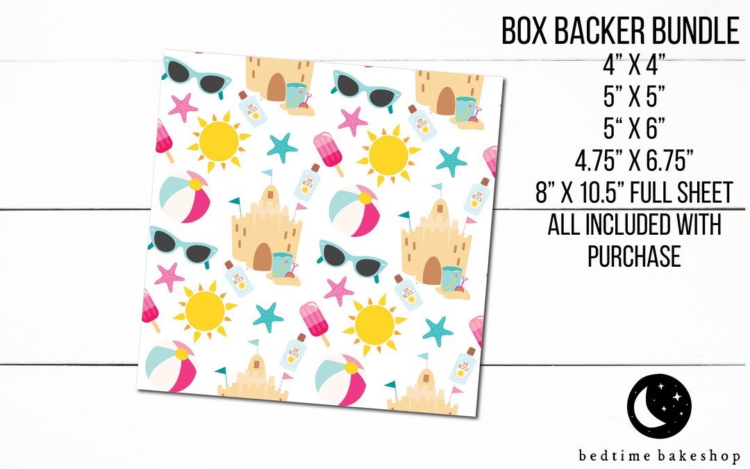 Printable Summer Sand Castle Beach Bundle of Box Backers Cookie Box ...