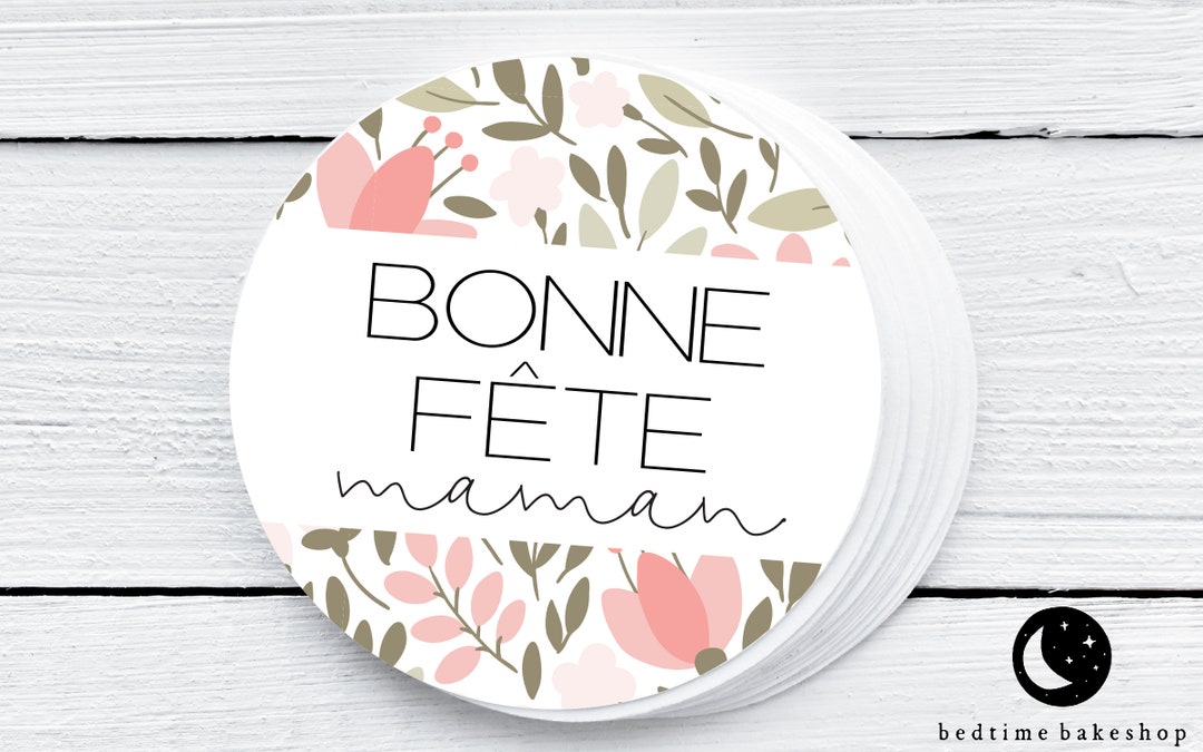 Printable 2" Round French Bonne Fete Maman Mother's Day Cookie Tag ...