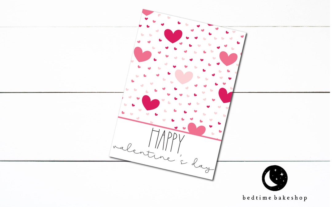 Printable Mini Cookie Card - 3.5" X 5" Happy Valentine's Day Pink ...