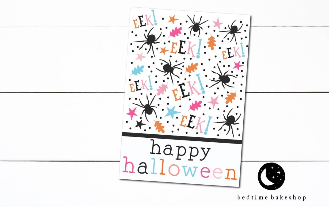 Printable Happy Halloween Eek! Assorted Pattern Pink Blue Orange Cookie ...
