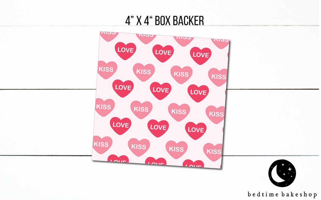 Printable 4"x4" Valentine's Day Cookie Box Packaging Background Love ...