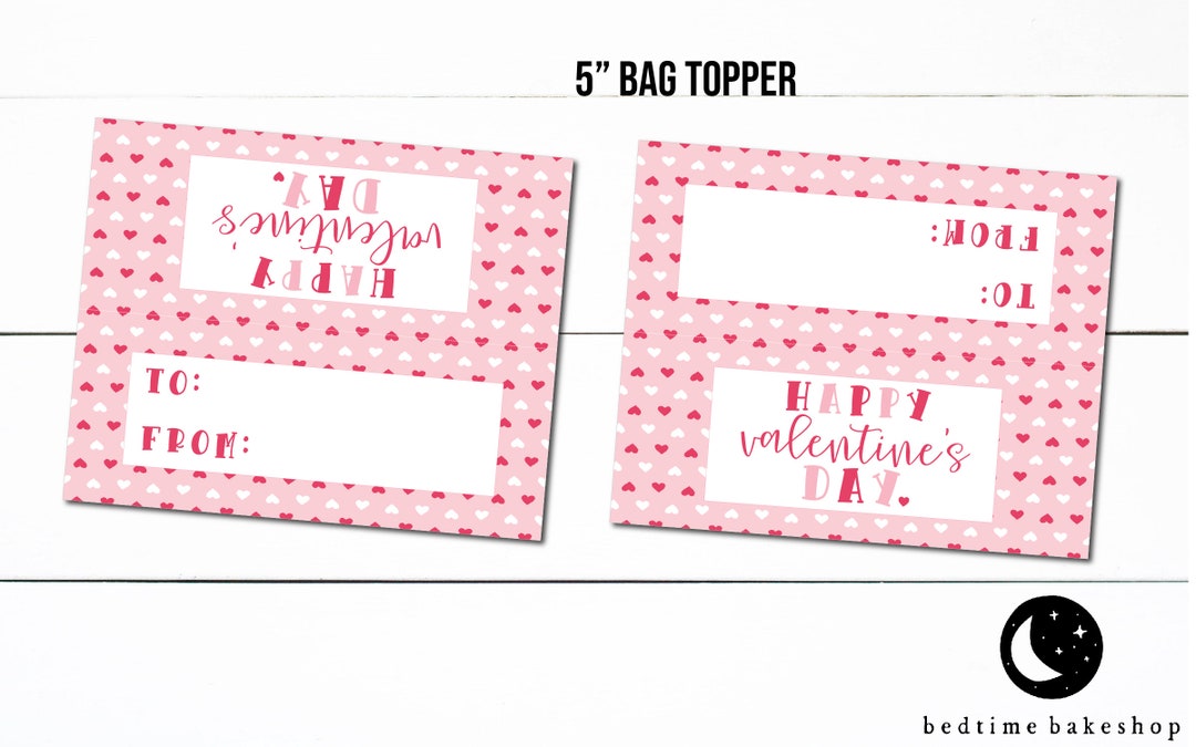 Printable 5 Happy Valentine's Day Red Hearts Cookie Treat Bag Topper ...