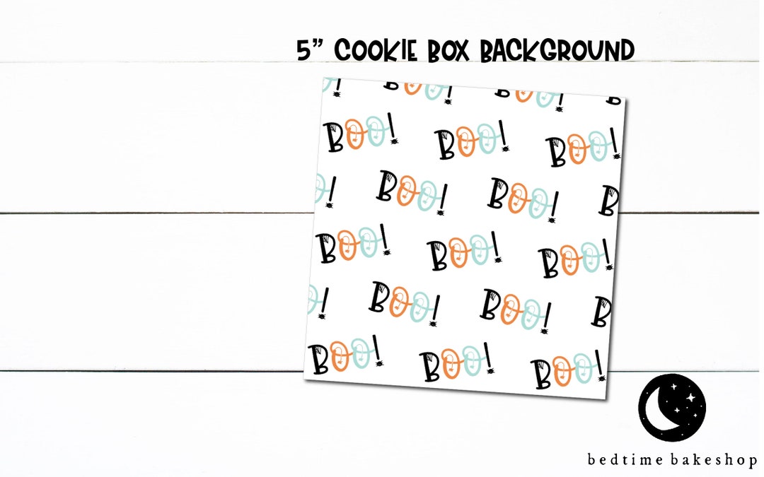 Printable 5x5 Cookie Box Packaging Backgrounds Mint Orange Boo Fall ...