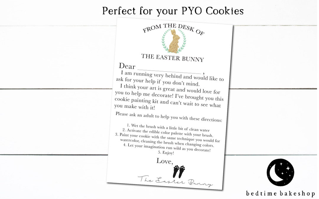 Printable Easter PYO Cookies Instruction Card From the Easter Bunny ...