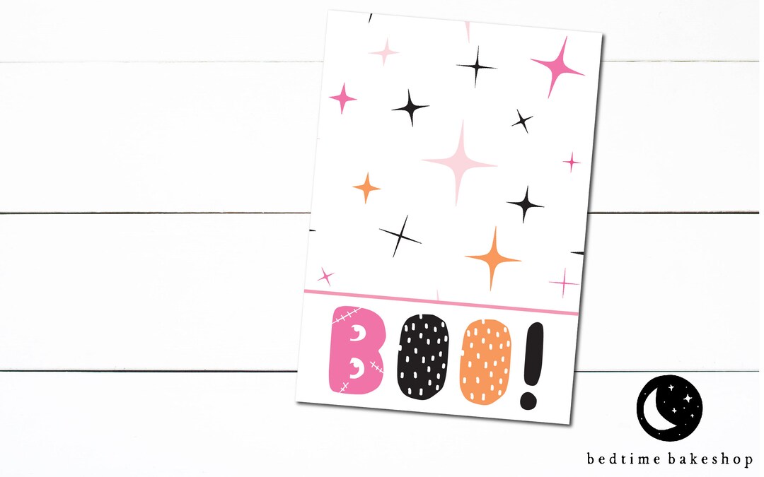 Printable Cookie Card Happy Halloween Pink Spiders - 3.5" X 5" Mini ...
