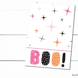 Printable Cookie Card Happy Halloween Pink Spiders 3.5 | Etsy