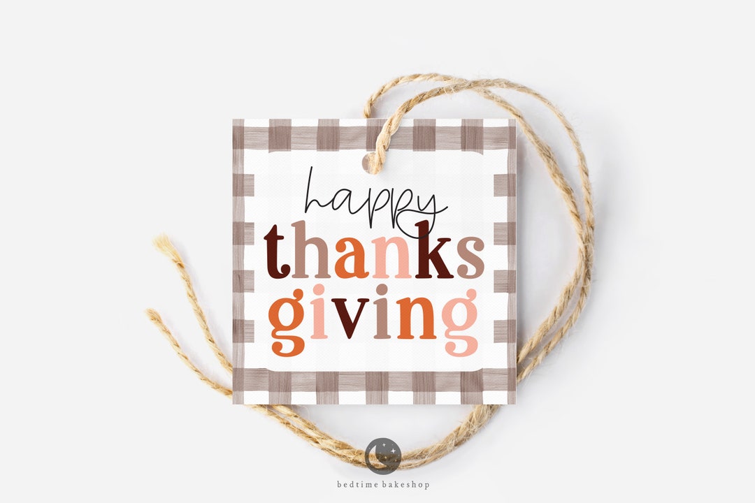 Printable Happy Thanksgiving Minimalist Browns 2" Square Cookie Tags ...