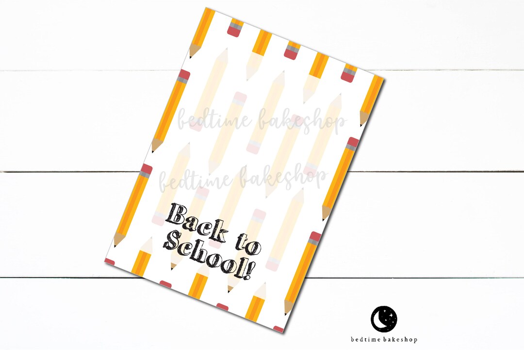 Printable Back to School Cookie Card Yellow Pencils 3.5 X 5 Mini Cookie ...