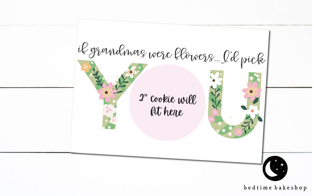 Printable Mini Cookie Card 3.5" X 5" Happy Mother's Day If Grandmas ...