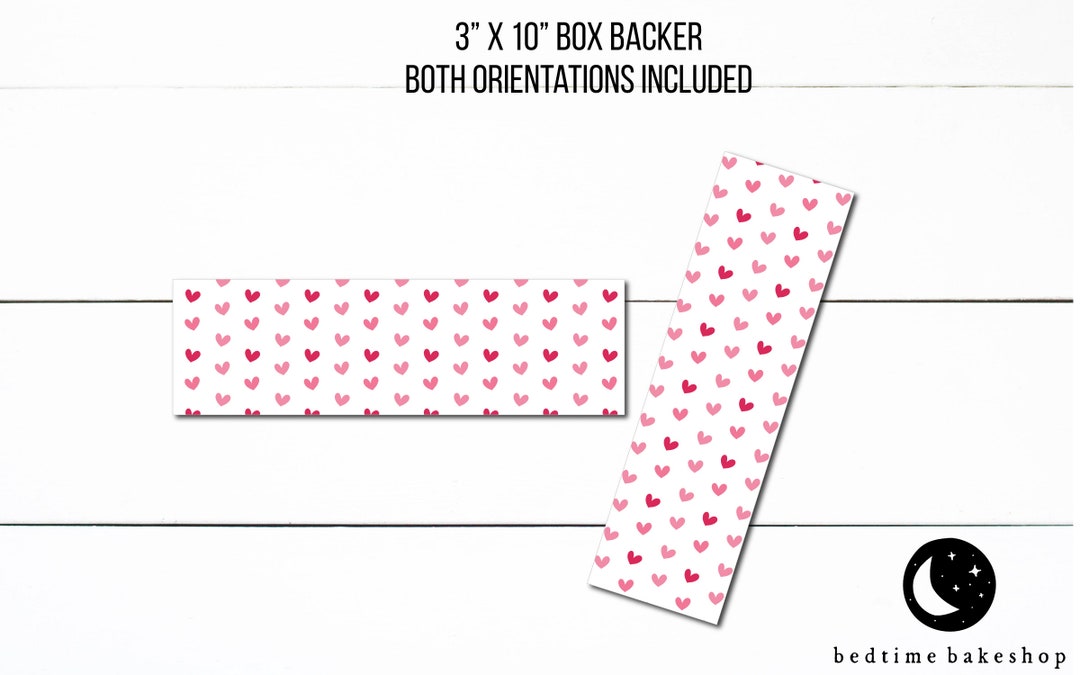 Printable 3"x10" Cookie Box Packaging Background Pink Hearts Valentine ...