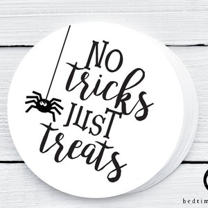 No Tricks Just Treats Printable Halloween 2" Cookie Tags- Halloween ...