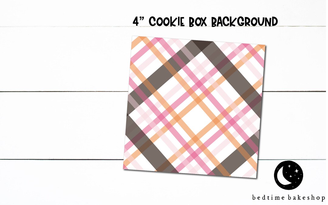 Printable 4x4 Cookie Box Packaging Backgrounds Pink Orange Black Plaid ...