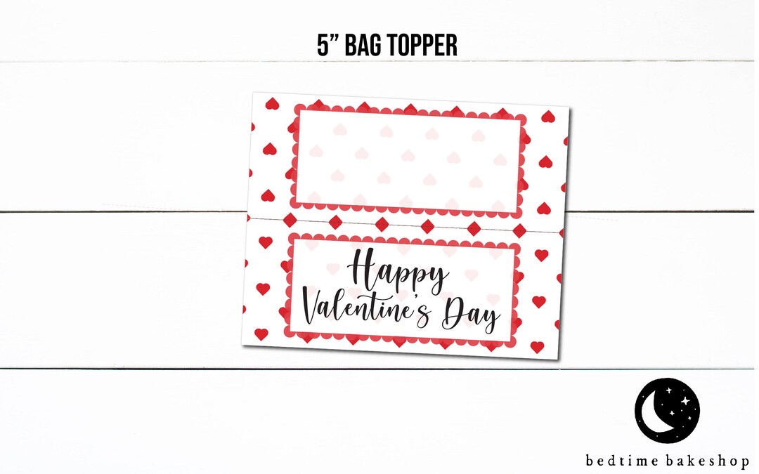 Printable 5" Happy Valentine's Day Red Hearts Cookie Treat Bag Topper ...