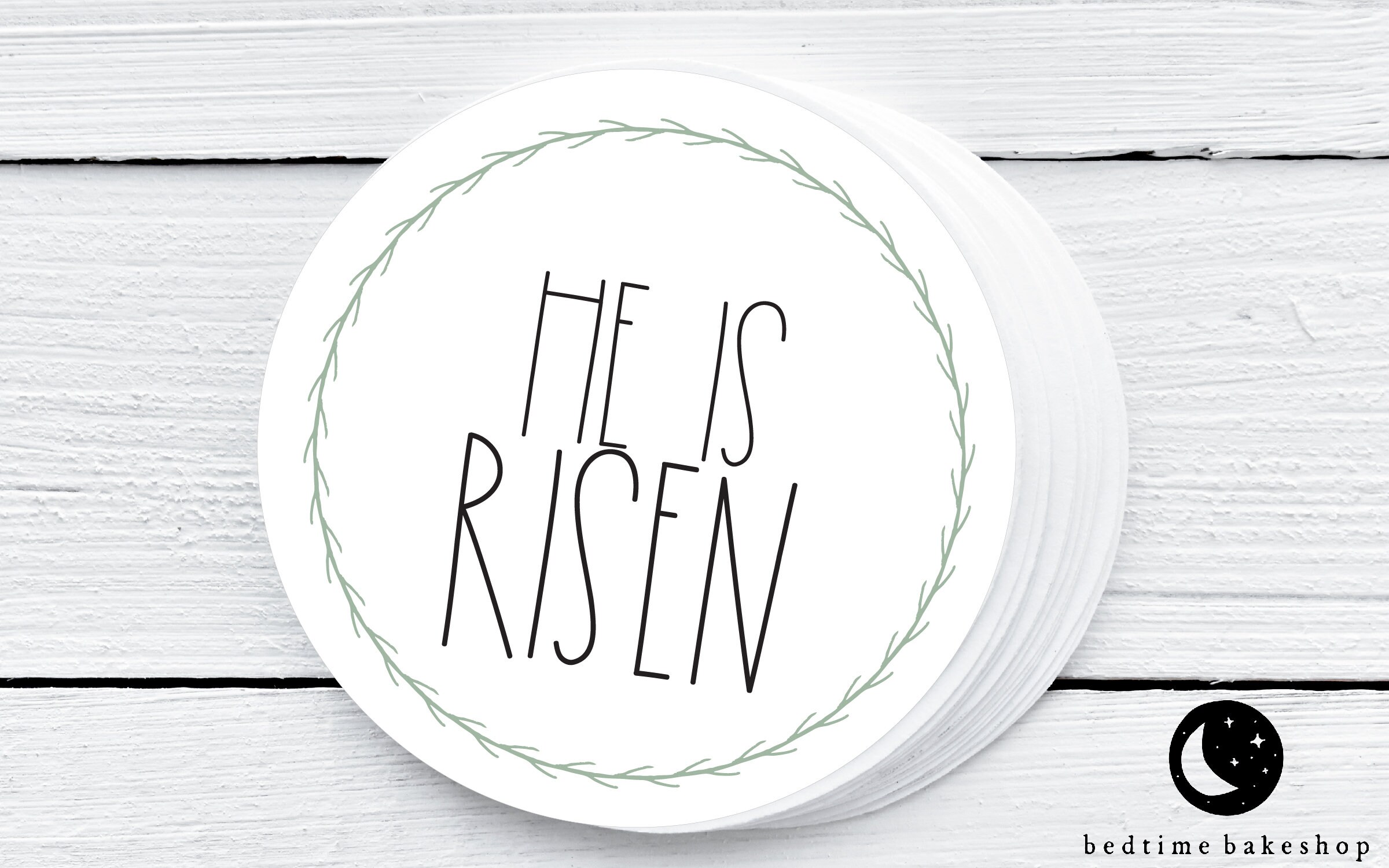 Printable 2 Round Easter Cookie Tag Happy Easter He is | Etsy