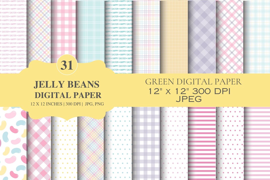 Easter Jelly Beans Spring Plaid Medley Digital Paper Collection 31 ...