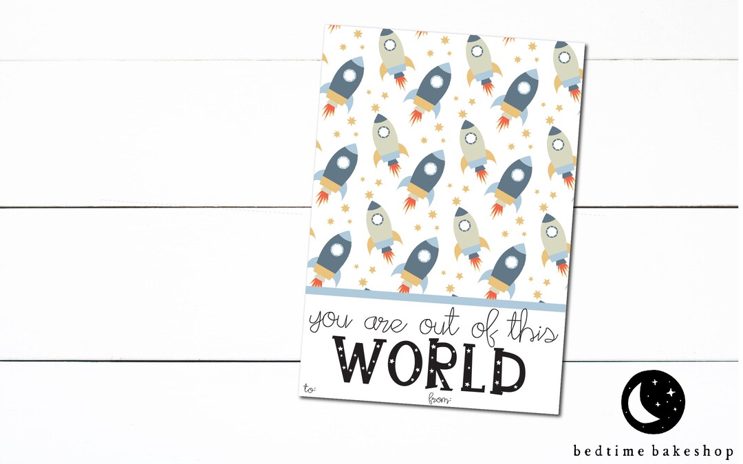 Printable Mini Cookie Card - 3.5" X 5" Happy Valentine's Day Rockets ...