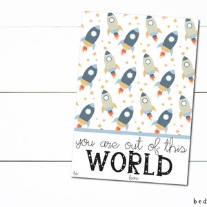 Printable Mini Cookie Card - 3.5" X 5" Happy Valentine's Day Rockets ...