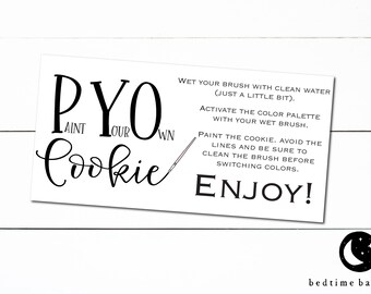 Printable PYO Paint Your Own Cookie Tag Instructions 2 | Etsy