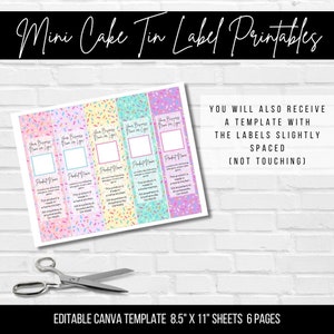Sprinkle Cake Tin Label Template: Editable Mini Labels (canva) - Etsy