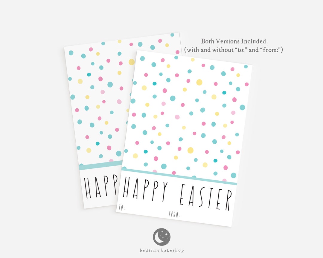 Printable Mini Cookie Card 3.5 X 5 Happy Easter Random Dots Both ...