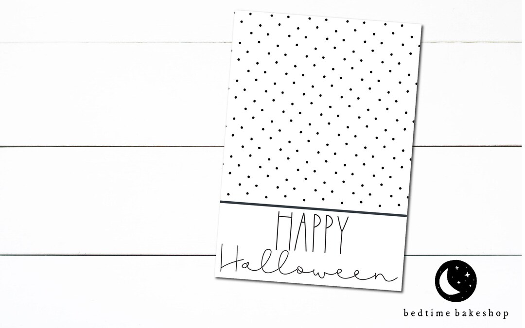 Printable Cookie Card Happy Halloween Black Dots - 3.5" X 5" Mini ...