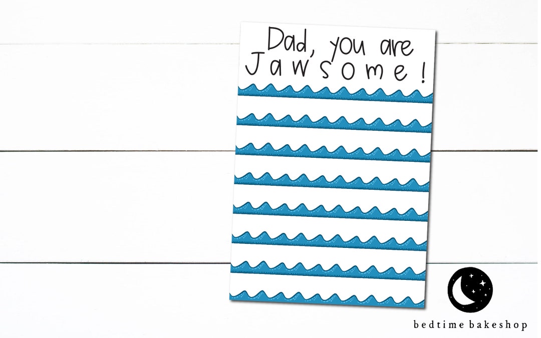 Printable Mini Cookie Card - 3.5" X 5" Happy Father's Day Shark Cookie ...