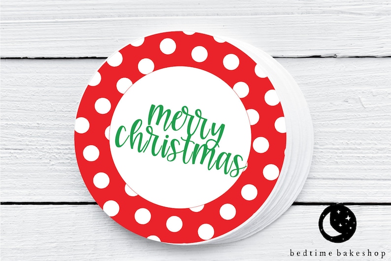 Printable Christmas Cookie Tag Merry Christmas Red and Green - Etsy