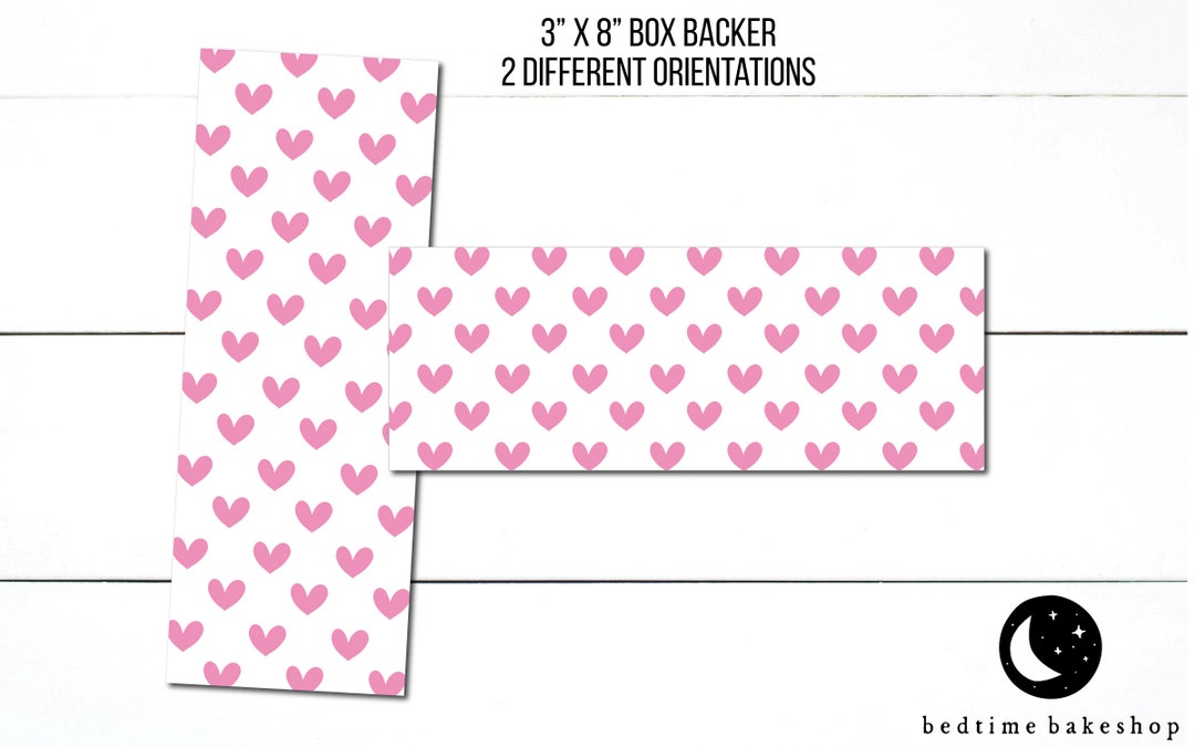 Printable 3x8 Cookie Box Packaging Background Darker Pink Hearts Easter ...