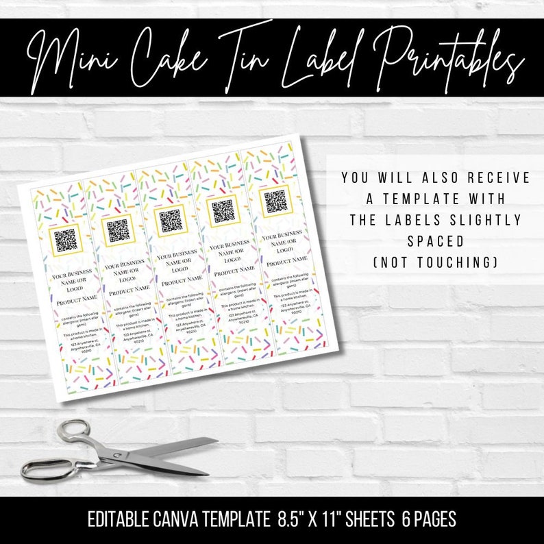 Sprinkle Cake Tin Label Template: Editable Mini Labels (canva) - Etsy