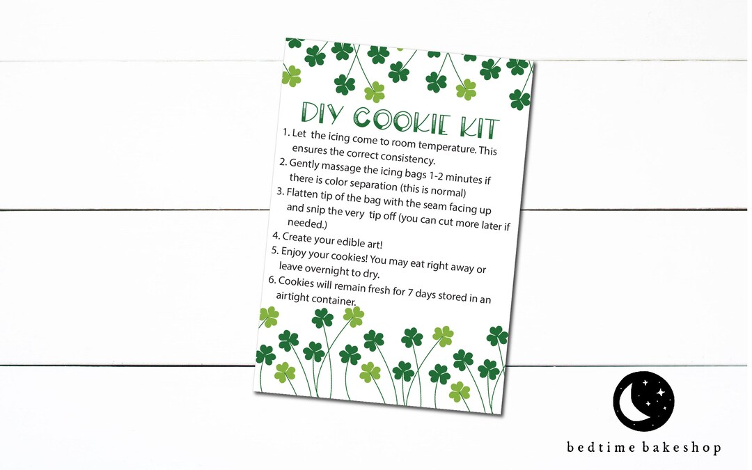 Printable Saint Patrick's Day DIY Cookie Kit Instruction Card Plaid 3.5 ...