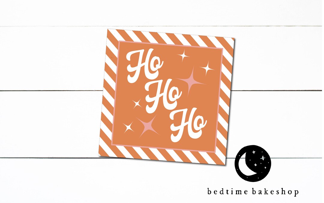 Printable 2 Christmas Cookie Tag Merry Christmas HO HO HO Retro Tag ...
