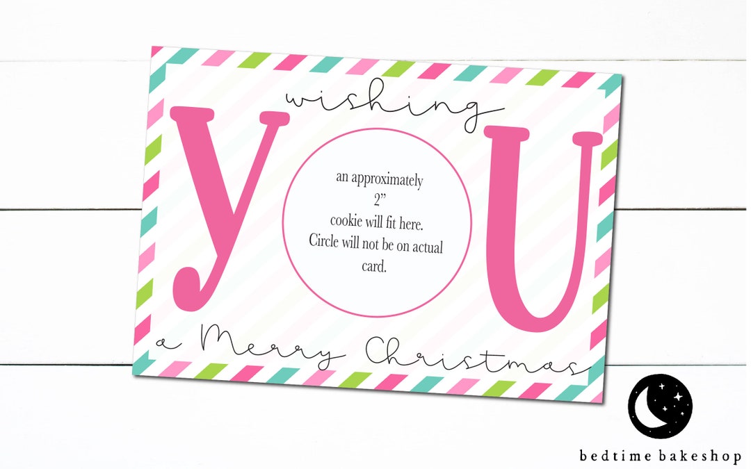 Printable Christmas Mini Cookie Card 5" X 3.5" Wishing YOU a Merry ...
