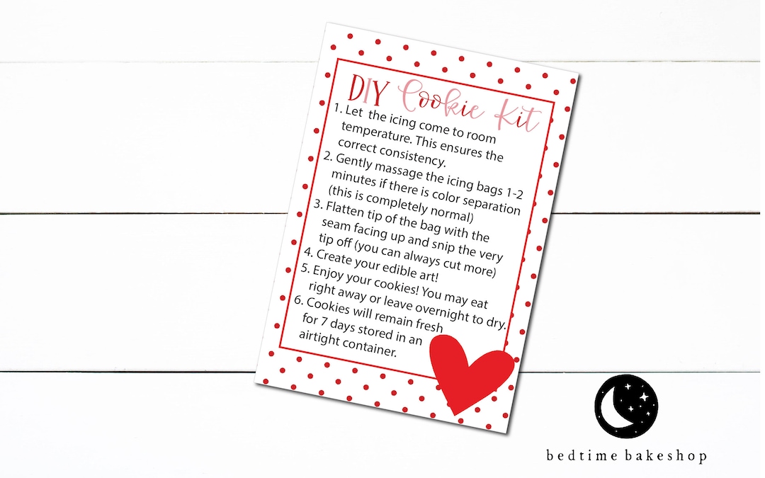 Printable Valentine's Day DIY Cookie Kit Instruction Card Plaid - 3.5 ...