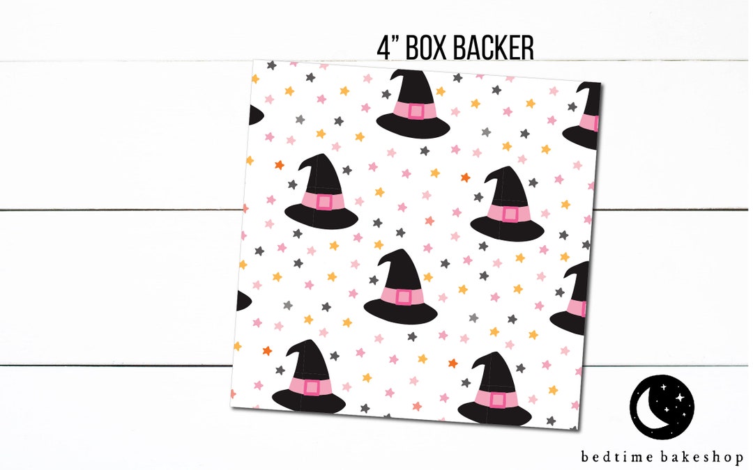Printable 4" Cookie Box Packaging Halloween Pink Witch Hat Cookie ...