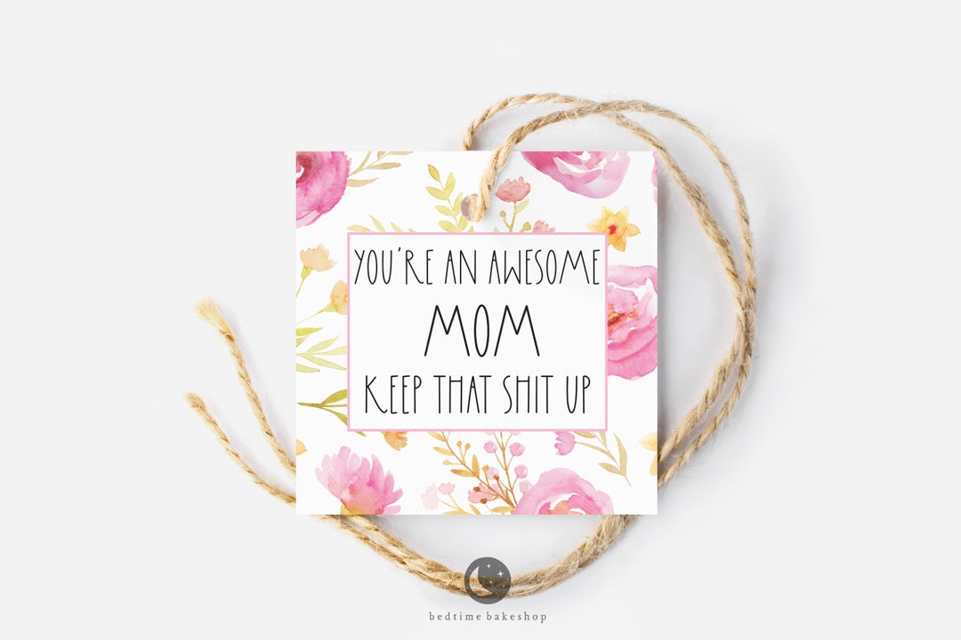 Printable Mother's Day Cookie Tag - Watercolor Floral Square Tag Goodie ...