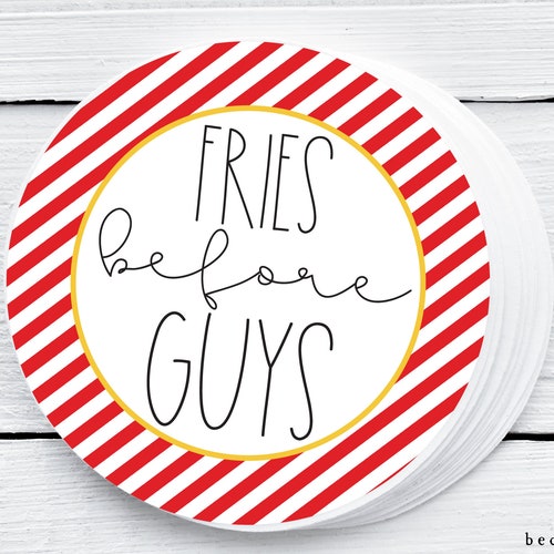 Printable Valentine's Day Cookie Tag Fries Before Guys | Etsy